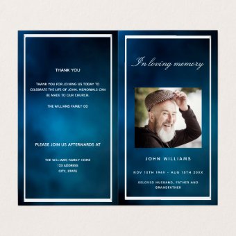 Blue sky silver photo elegant funeral program | Zazzle
