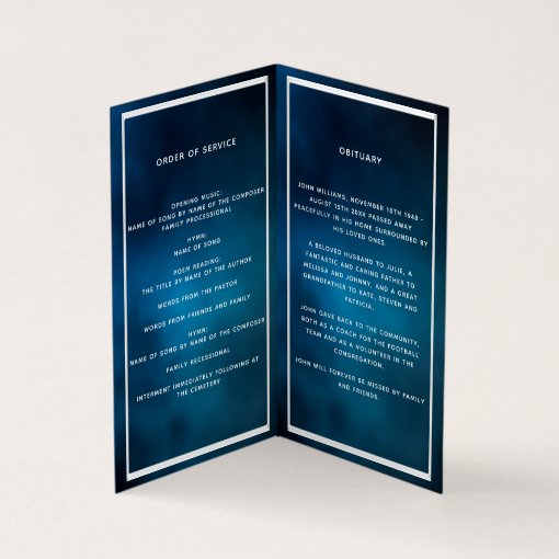 Blue sky silver photo elegant funeral program | Zazzle