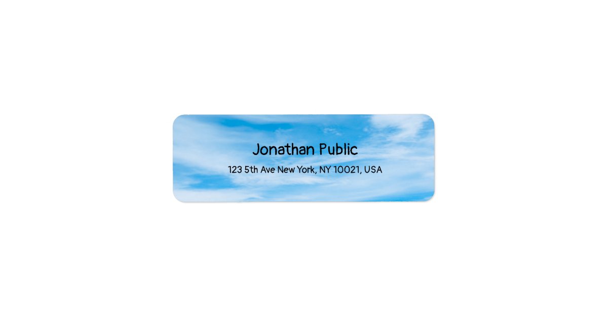 Blue Sky White Clouds Elegant Calligraphy Template Label | Zazzle