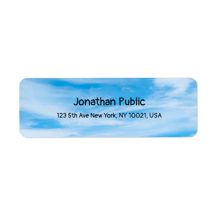 Blue Sky White Clouds Elegant Calligraphy Template Label | Zazzle