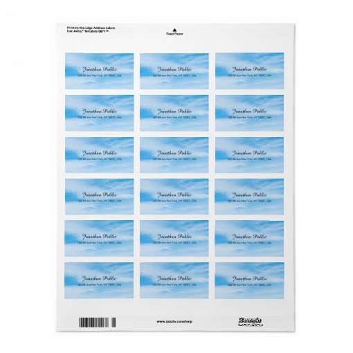 Blue Sky White Clouds Modern Elegant Handwritten Label | Zazzle