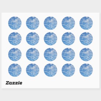 Blue Sky White Clouds Sticker Label Stickers | Zazzle