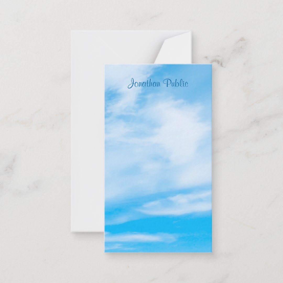 Blue Sky White Clouds Template Handwritten Script | Zazzle