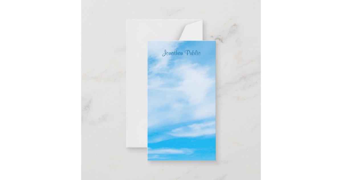 Blue Sky White Clouds Template Handwritten Script | Zazzle