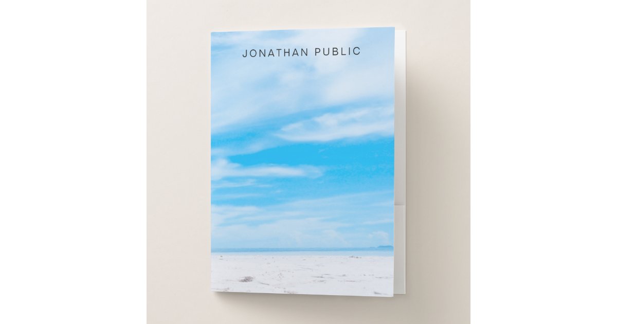 Blue Sky White Clouds Trendy Nature Template Pocket Folder | Zazzle
