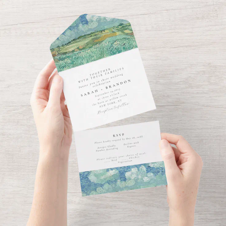 Blue Sky with Green field wedding invitation | Zazzle
