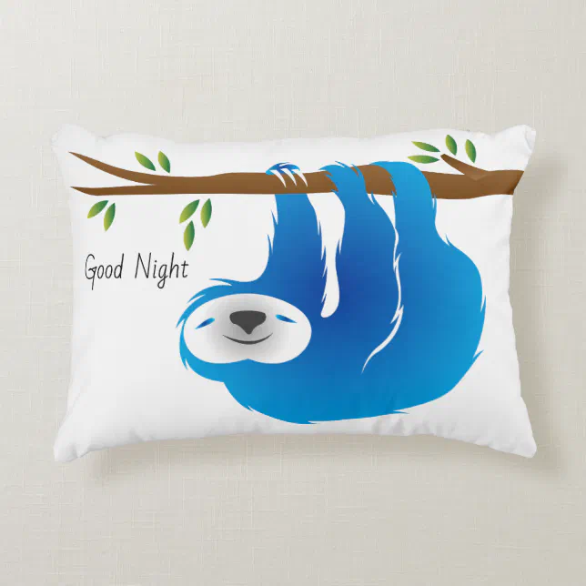 Blue Sloth Good Night Good Morning Pillow | Zazzle