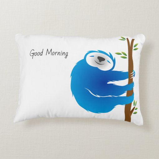 Blue Sloth Good Night Good Morning Pillow | Zazzle