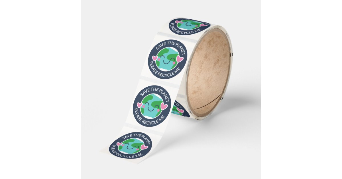 Blue Smiling Earth Save the Planet Recycle Me Classic Round Sticker ...