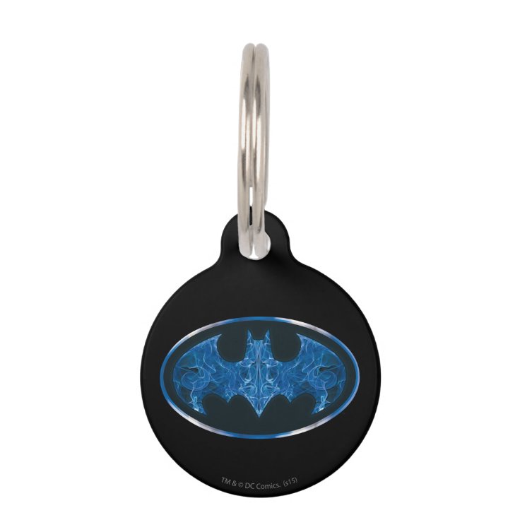 Blue Smoke Bat Symbol Pet Name Tag | Zazzle
