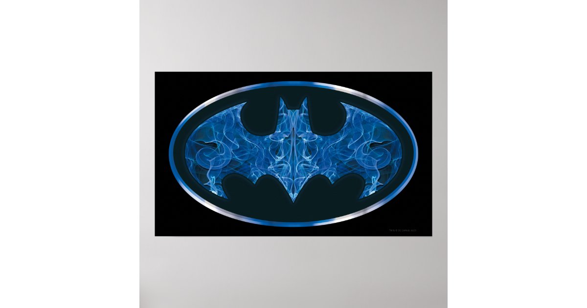 Blue Smoke Bat Symbol Poster | Zazzle