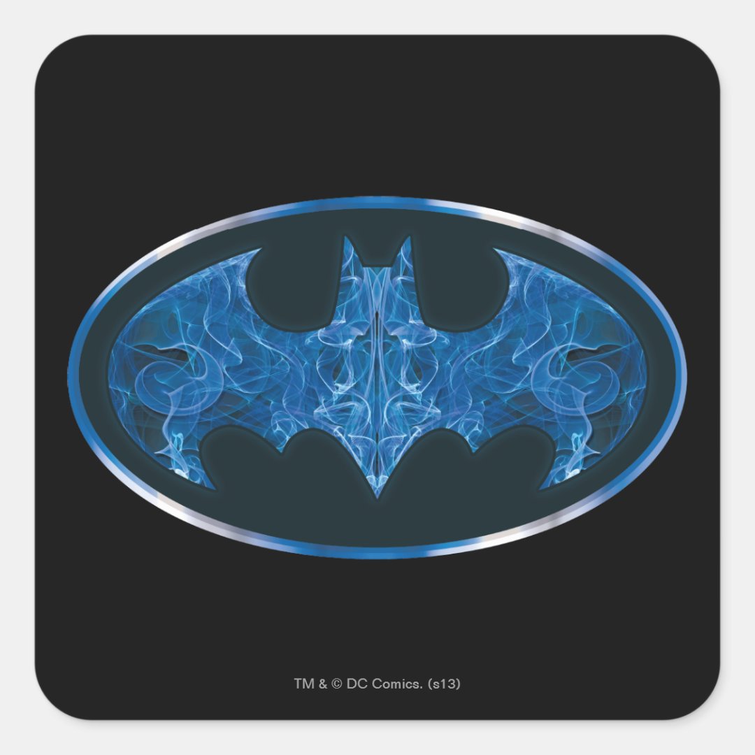 Blue Smoke Bat Symbol Square Sticker | Zazzle