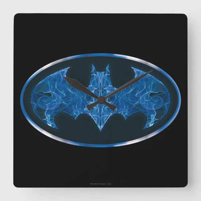 Blue Smoke Bat Symbol Square Wall Clock | Zazzle