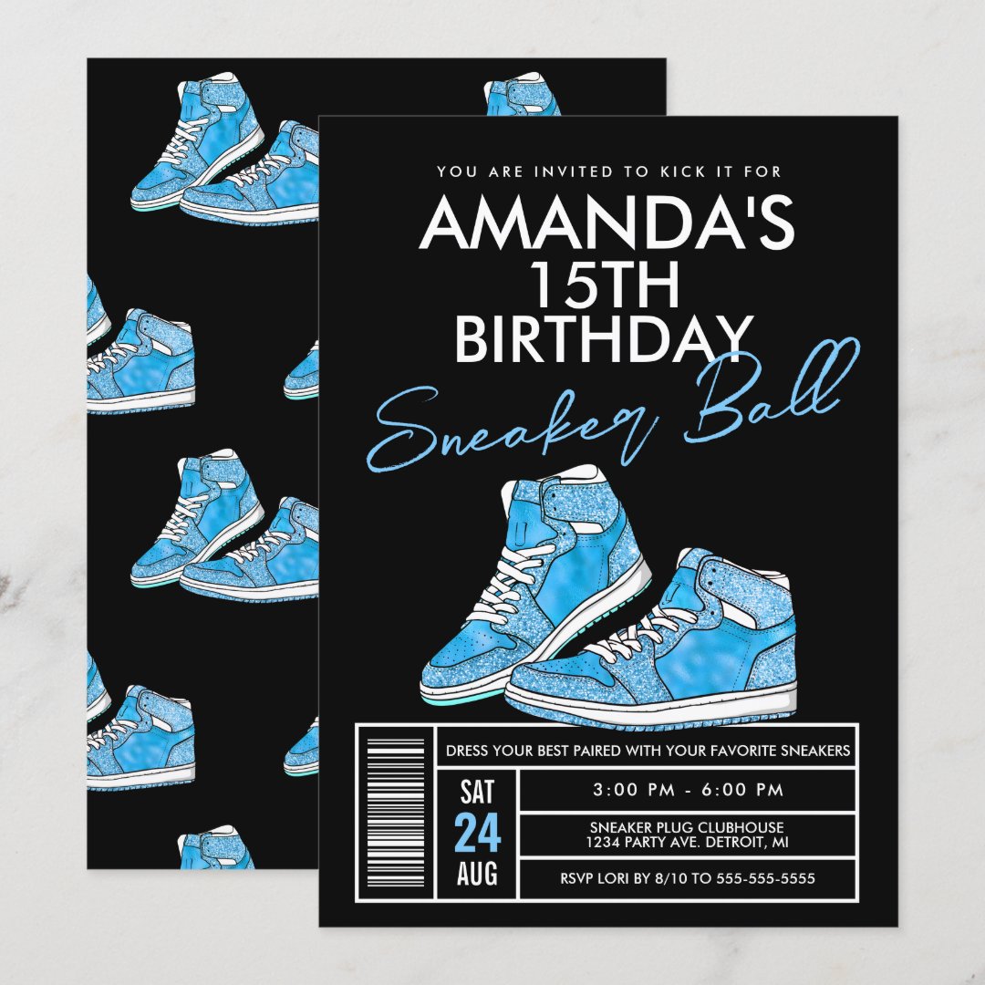 Blue Sneaker Ball Birthday Invitation | Zazzle