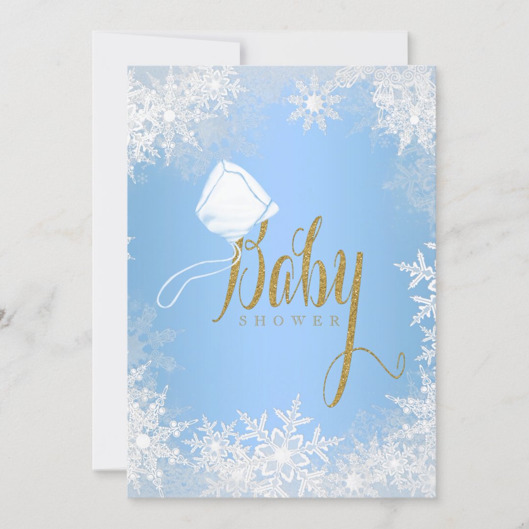 Blue Snowflake Baby Shower Invitation | Zazzle