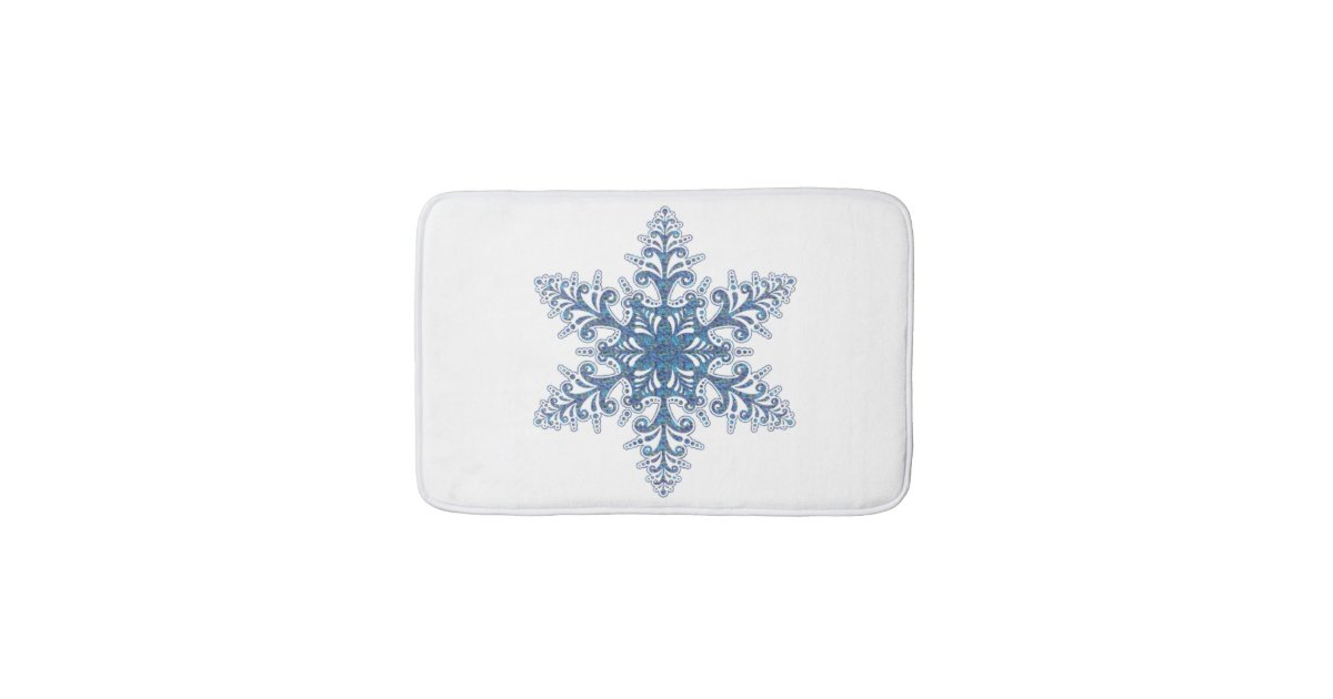 Blue Snowflake Bath Mat | Zazzle
