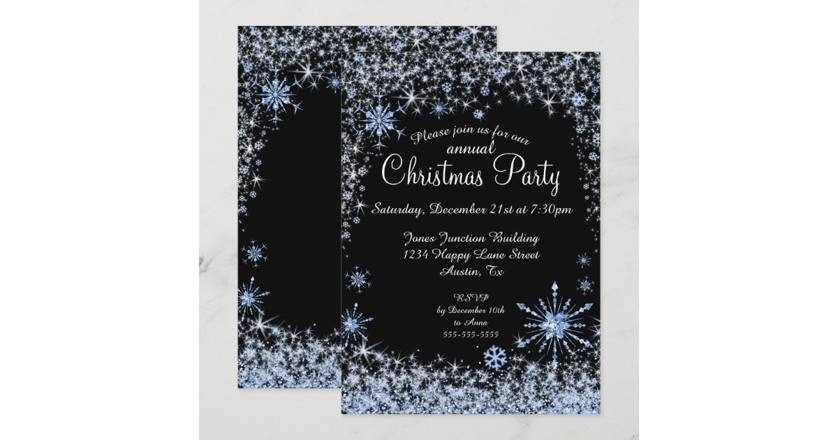 Blue Snowflake Christmas Holiday Party Invitation | Zazzle