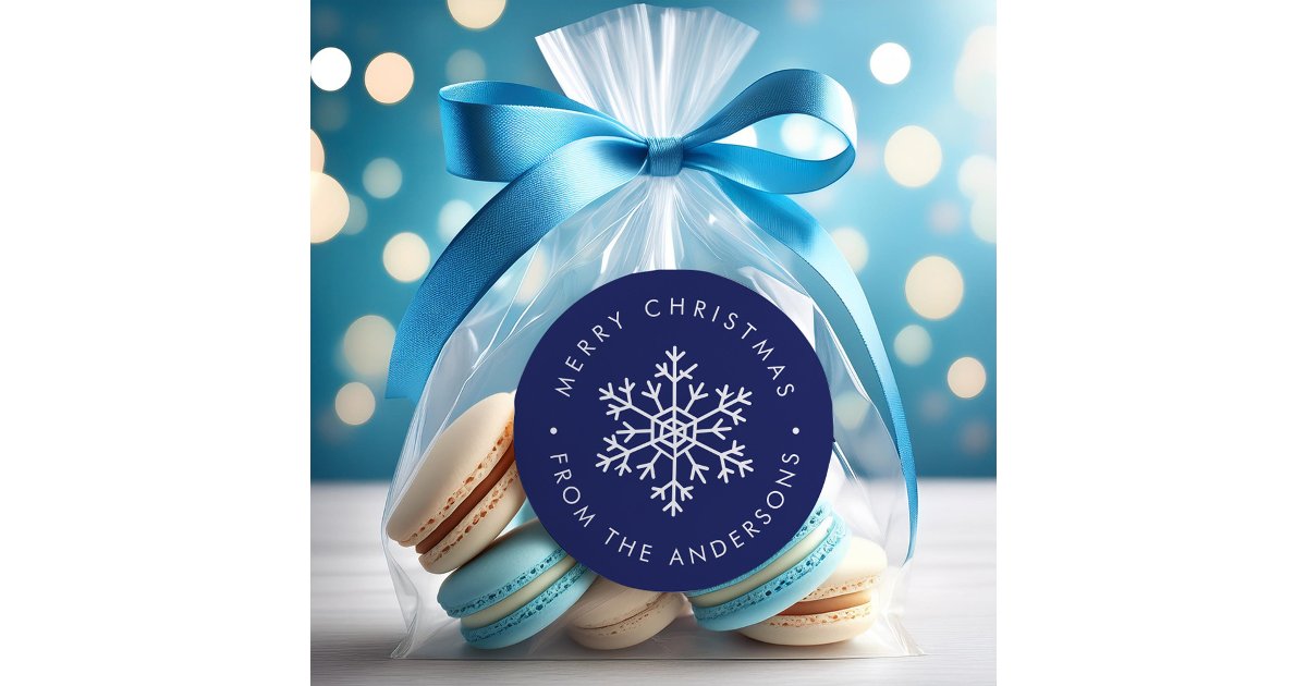 Blue Snowflake Classic Round Sticker | Zazzle