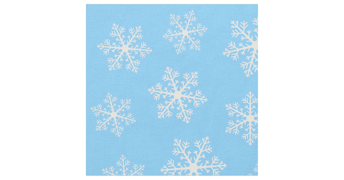 Blue Snowflake Fabric | Zazzle