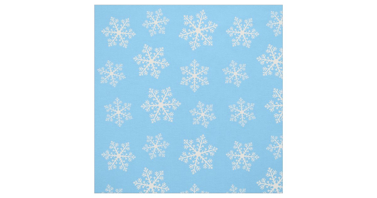 Blue Snowflake Fabric | Zazzle