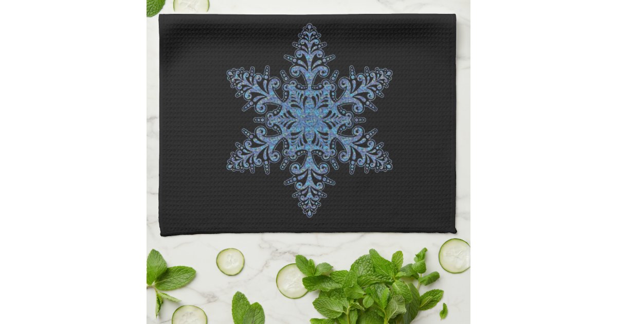Blue Snowflake Kitchen Towel | Zazzle