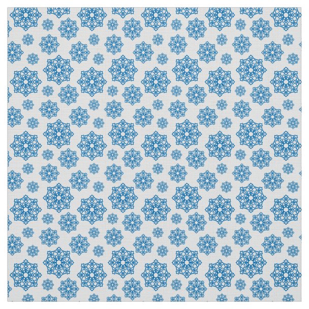 Winter Blue Snowflake Pattern Fabric | Zazzle
