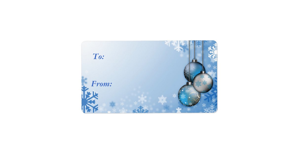 Blue Snowflake Ornaments Gift Tag Label | Zazzle