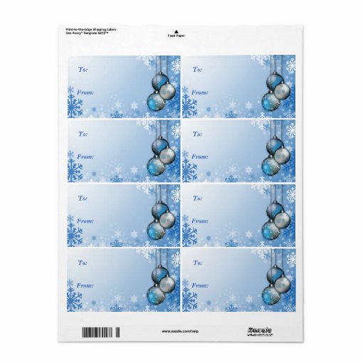 Blue Snowflake Ornaments Gift Tag Label | Zazzle