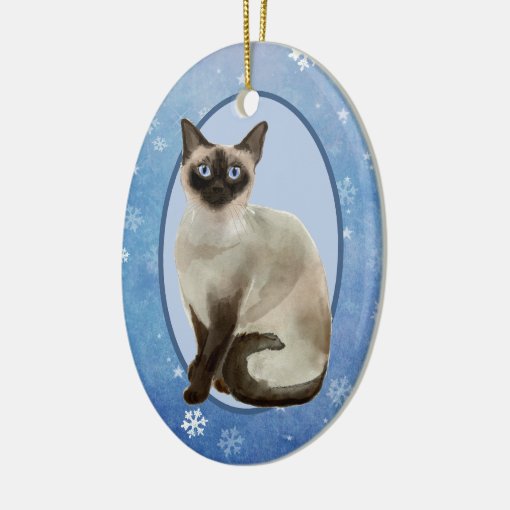 Blue Snowflake Siamese Cat Christmas Ceramic Ornament | Zazzle