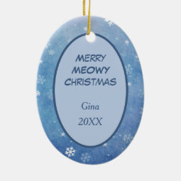 Blue Snowflake Siamese Cat Christmas Ceramic Ornament | Zazzle