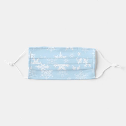 Blue Snowflake Winter Snow Print Adult Cloth Face Mask | Zazzle