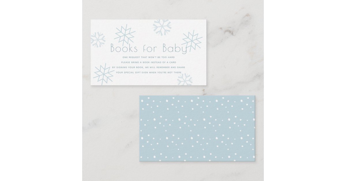 Blue Snowflakes Baby Shower Books for Baby Enclosure Card | Zazzle