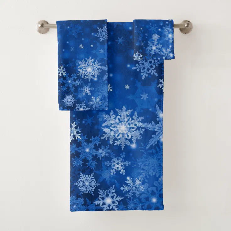 Blue Snowflakes Bath Towel Set | Zazzle