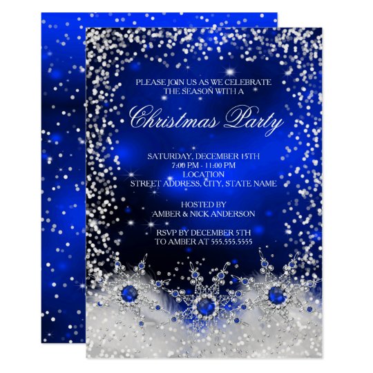 Blue Snowflakes Christmas Holiday Party Invitation | Zazzle.com