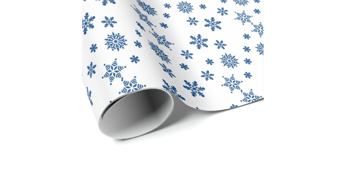 Blue Snowflakes Christmas Holiday Wrapping Paper | Zazzle
