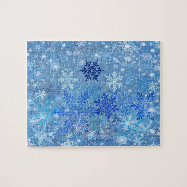 Blue Snowflakes Design Jigsaw Puzzle | Zazzle