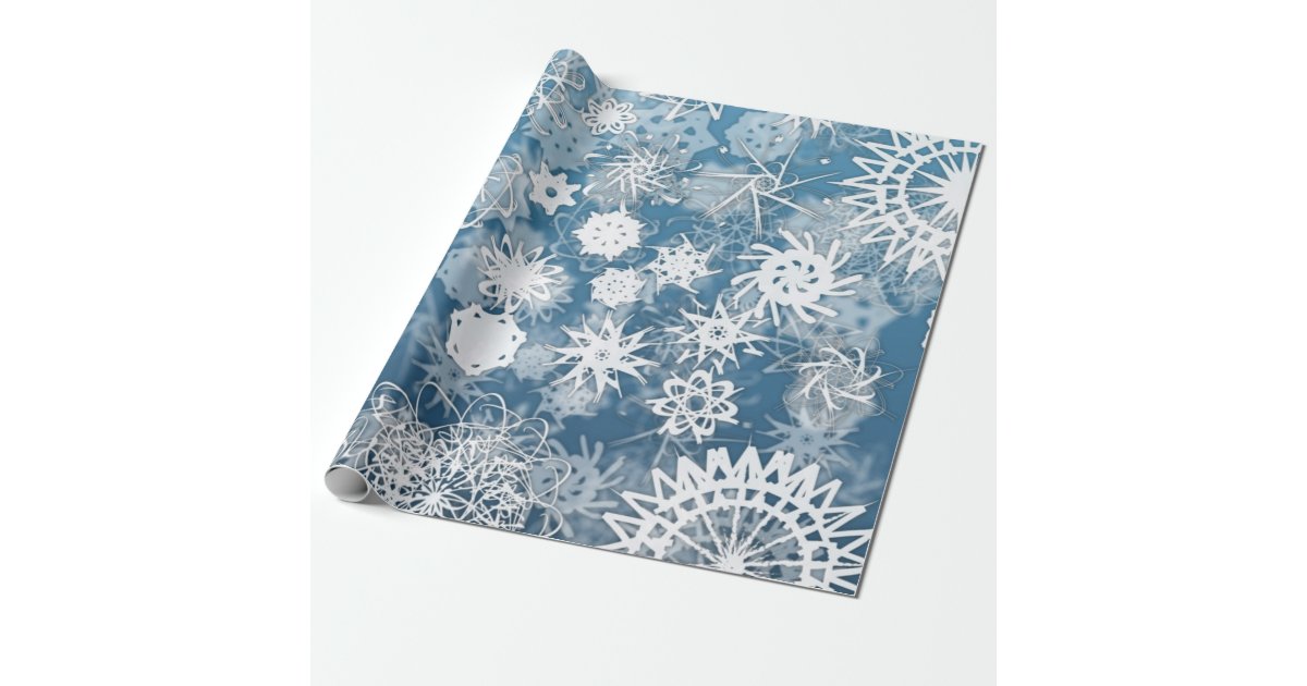 Blue Snowflakes Holiday Wrapping Paper | Zazzle