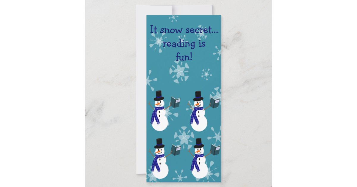 Blue Snowflakes Reading Snowman Bookmarks | Zazzle