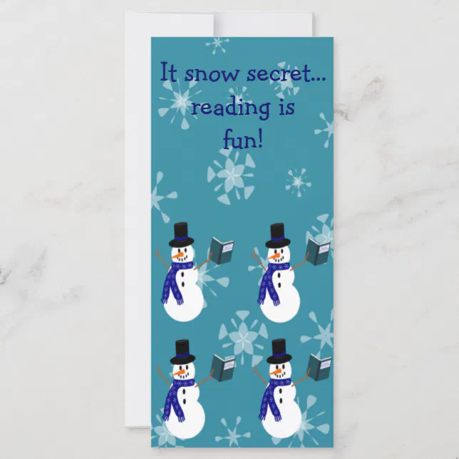 Blue Snowflakes Reading Snowman Bookmarks | Zazzle