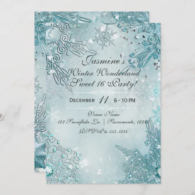 Blue Snowflakes Winter Wonderland Holiday Party Invitation | Zazzle