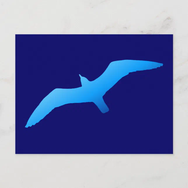 Blue Soaring Gull Postcard | Zazzle