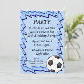 Blue Soccer Ball Birthday Party Invitation | Zazzle