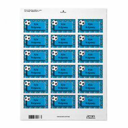 Blue Soccer Ball - Boys school name label | Zazzle