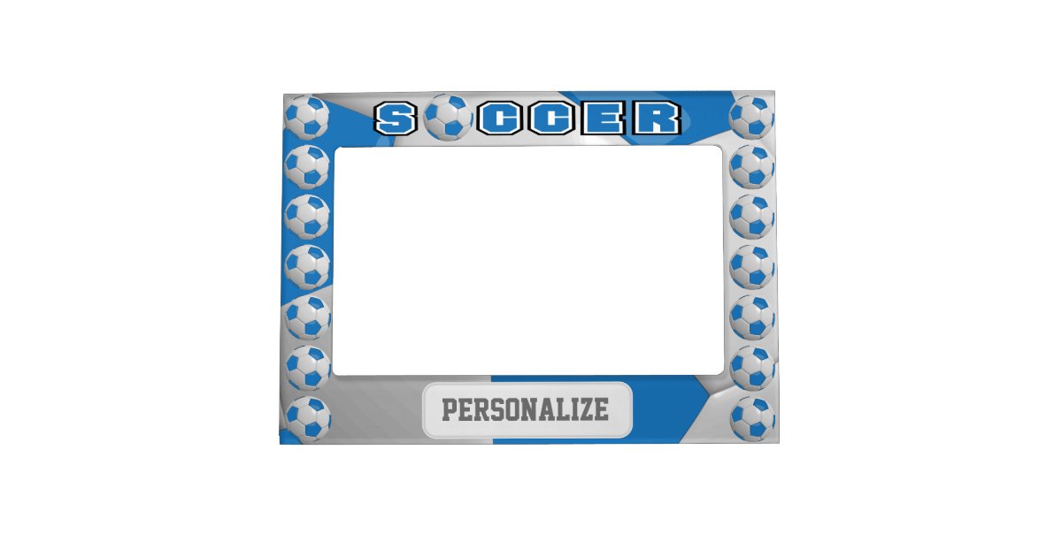 Blue Soccer Ball Design Magnetic Frame | Zazzle
