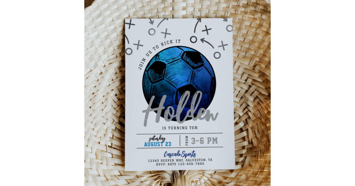 Blue Soccer Birthday Invitation | Zazzle