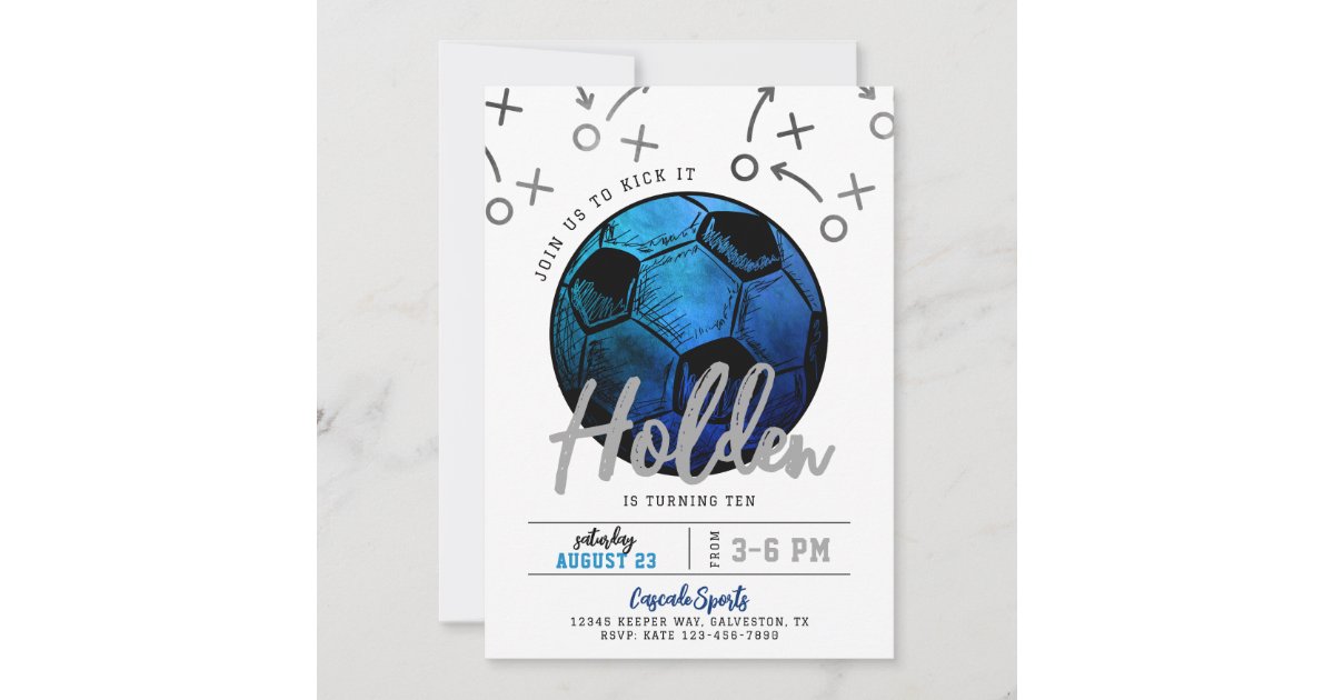 Blue Soccer Birthday Invitation | Zazzle