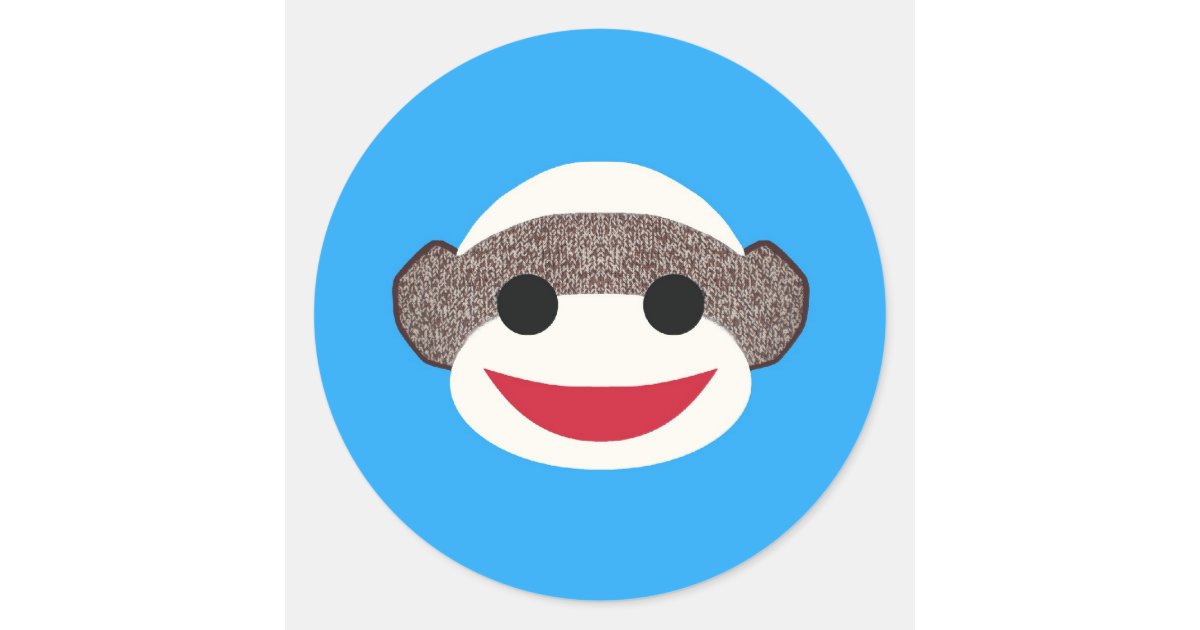 Blue Sock Monkey Classic Round Sticker | Zazzle