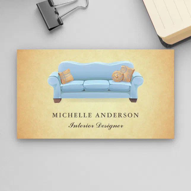 Blue Sofa Furniture Store Interior Designer Business Card | Zazzle