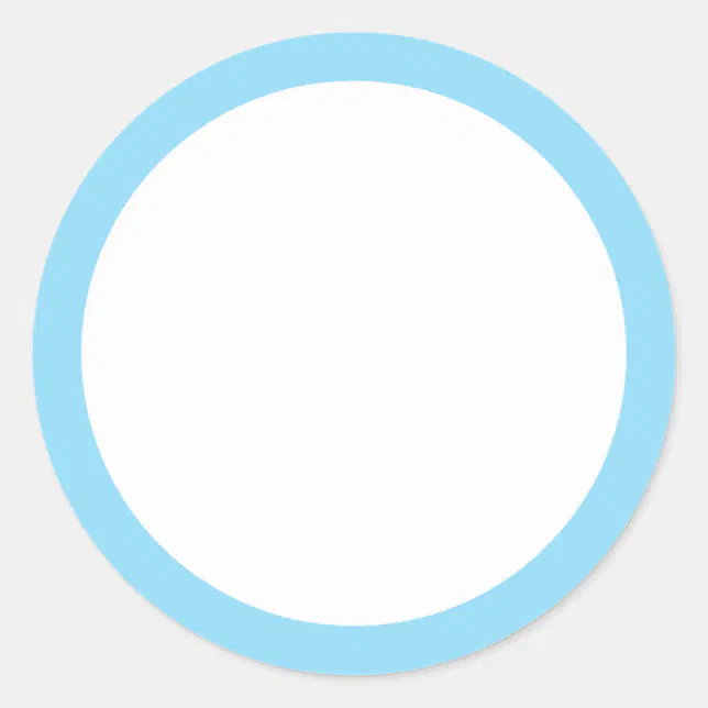 Blue solid color border blank classic round sticker | Zazzle