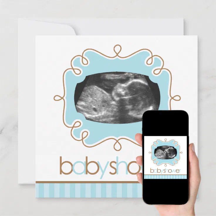 Blue Sonogram Baby Shower Invitation | Zazzle